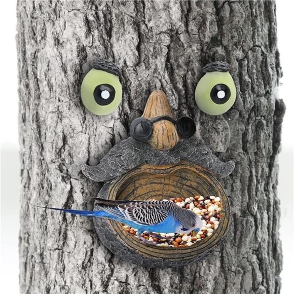 Accents | Tree Faces Decor Outdoor Old Man With Glasses Tree Art Glow ...